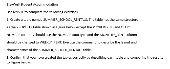 Solved StayWell Student Accommodation Use MySQL to complete | Chegg.com
