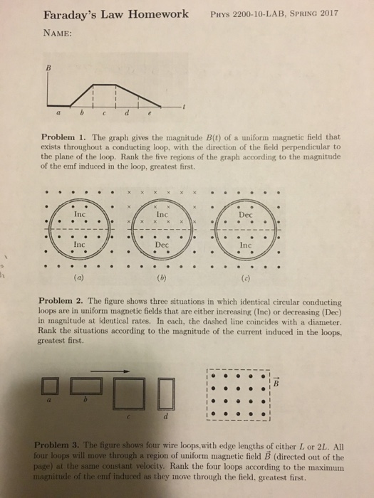 Solved Faraday's Law Homework PHYs 2200-10-LAB, SPRING 2017 | Chegg.com