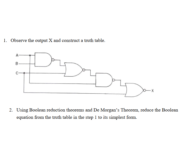 Solved 1. Observe the output X and construct a truth table. | Chegg.com