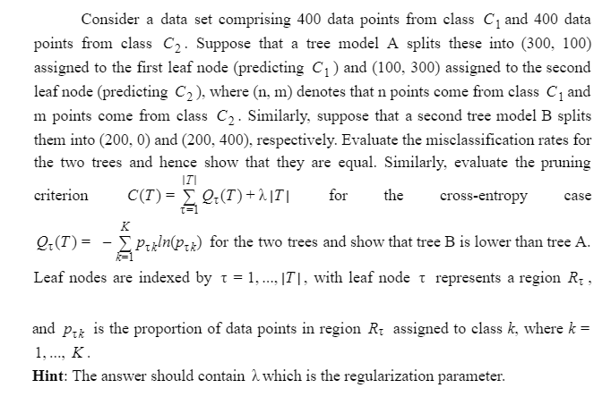 Solved Consider a data set comprising 400 data points from | Chegg.com