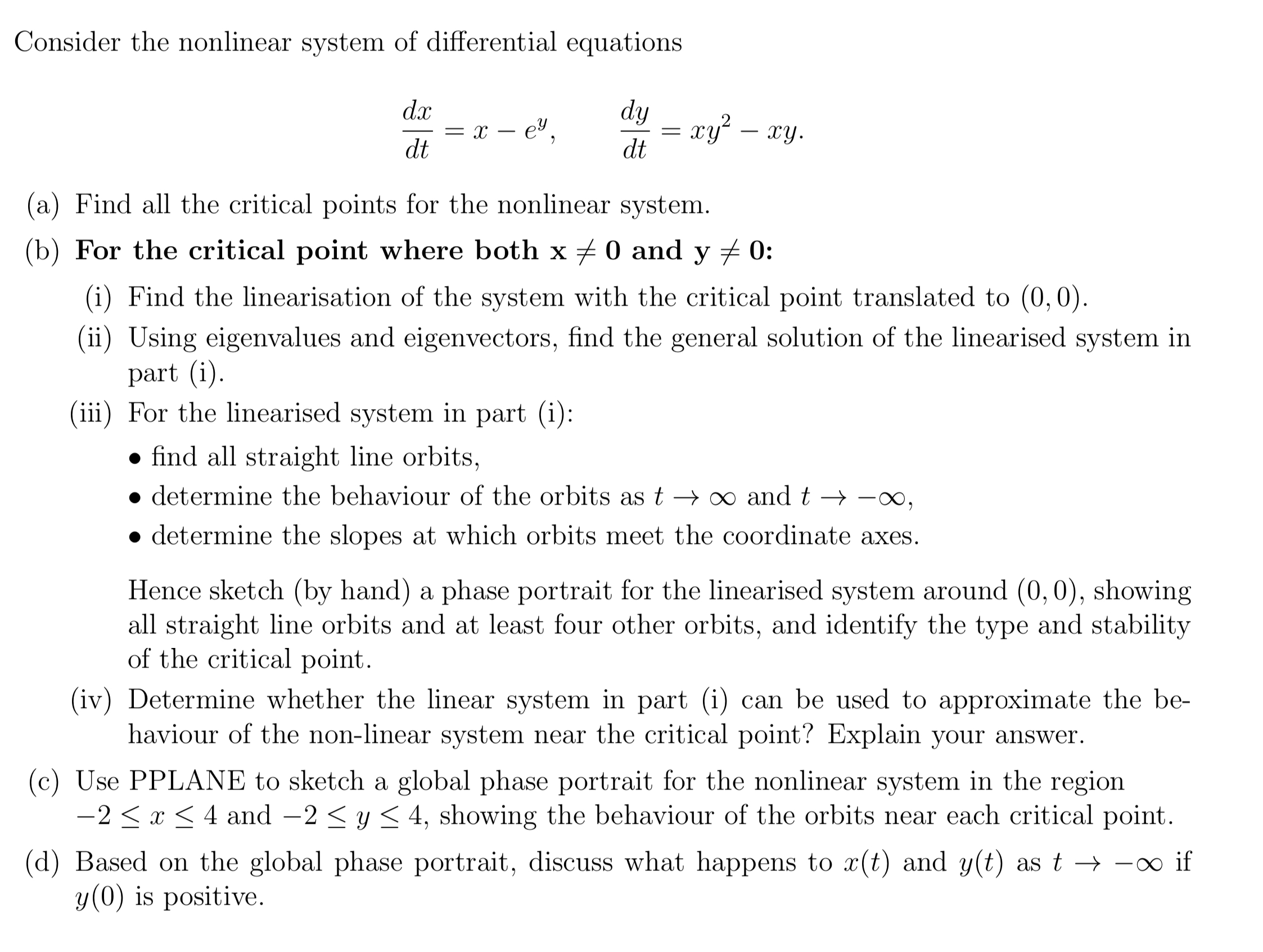 Solved Consider the nonlinear system of differential | Chegg.com