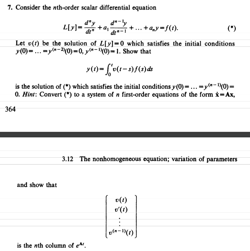 7. Consider the nth-order scalar differential | Chegg.com 7. Consider the nth-order scalar differential | Chegg.com