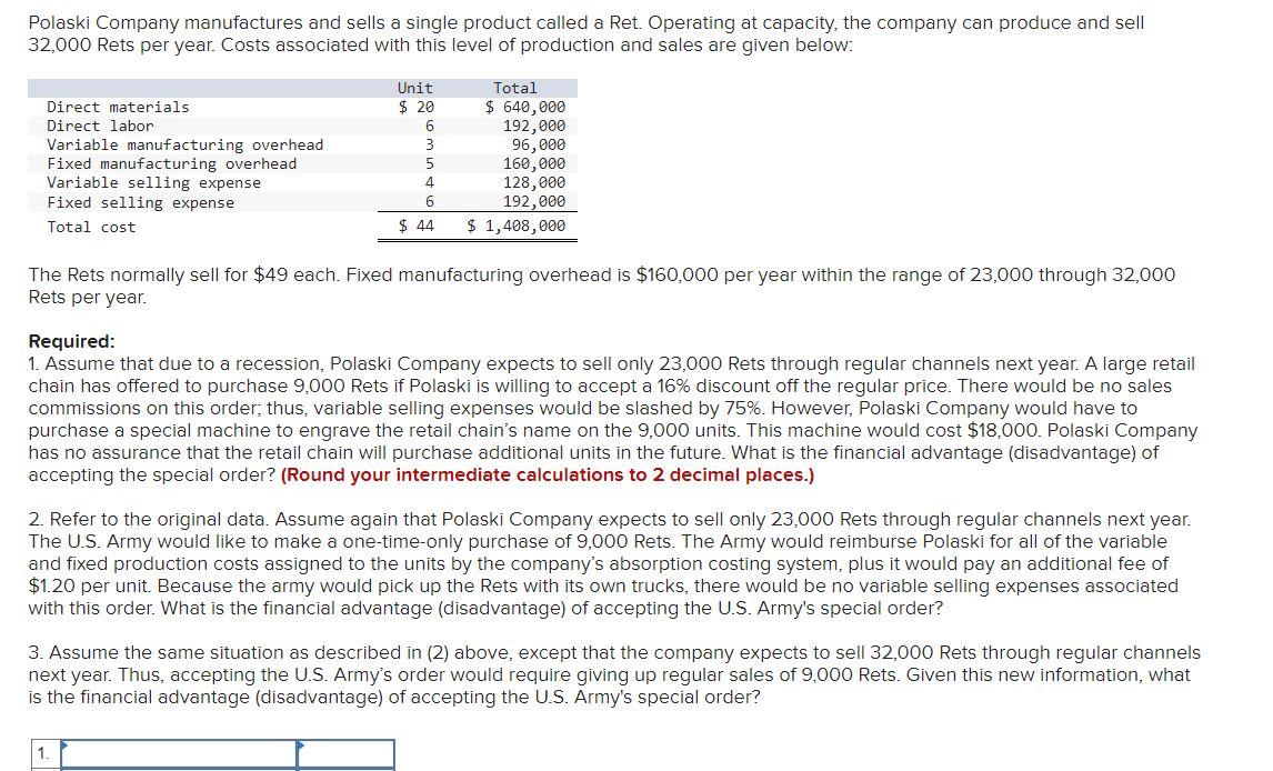 Solved Polaski Company Manufactures And Sells A Single Chegg