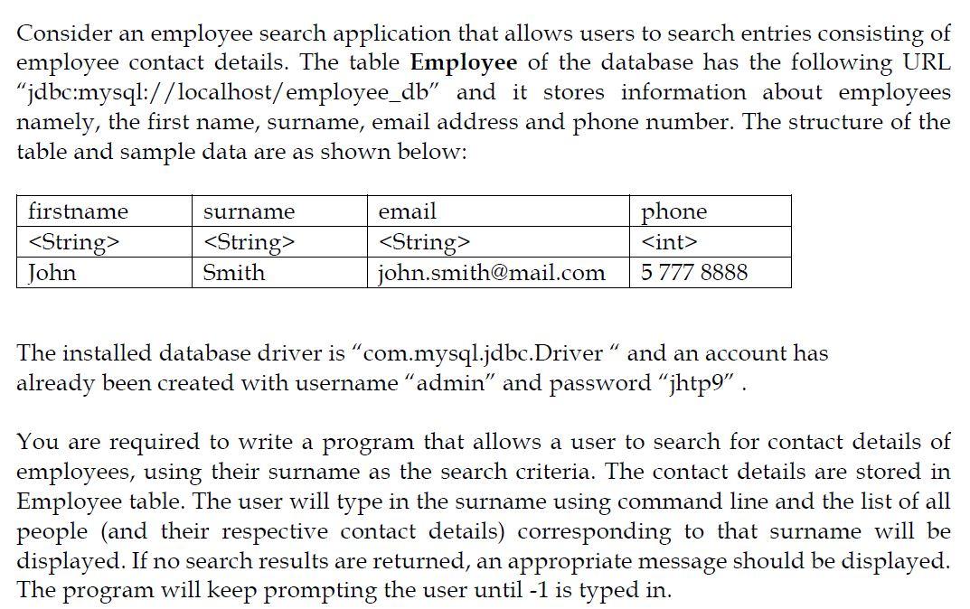 Solved Consider an employee search application that allows | Chegg.com