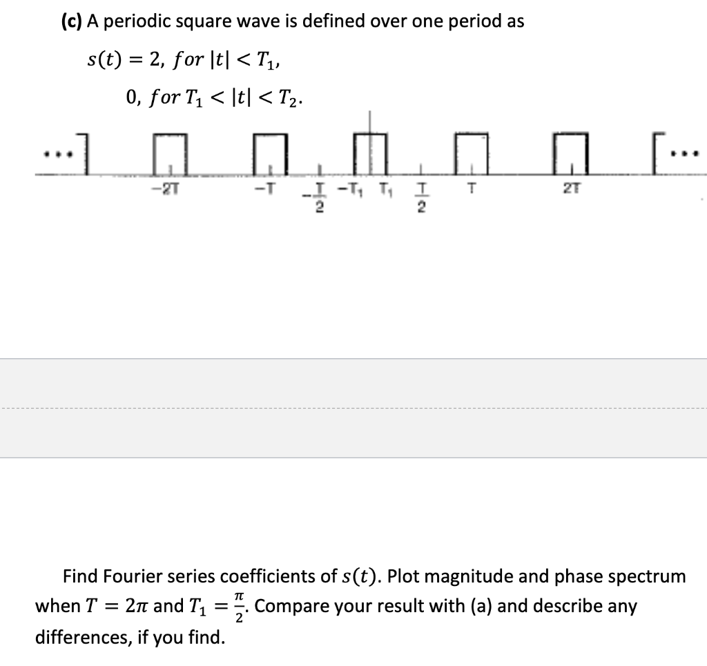 Solved (c) A periodic square wave is defined over one period | Chegg.com