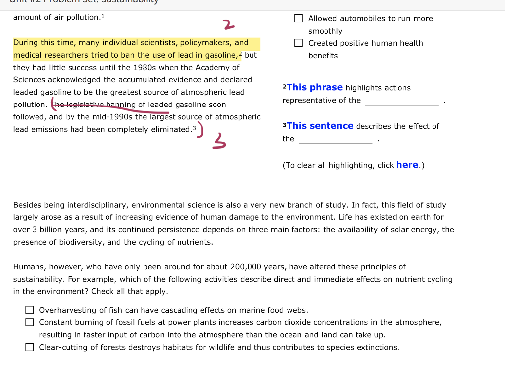 Solved 1. Environmental science and sustainability | Chegg.com