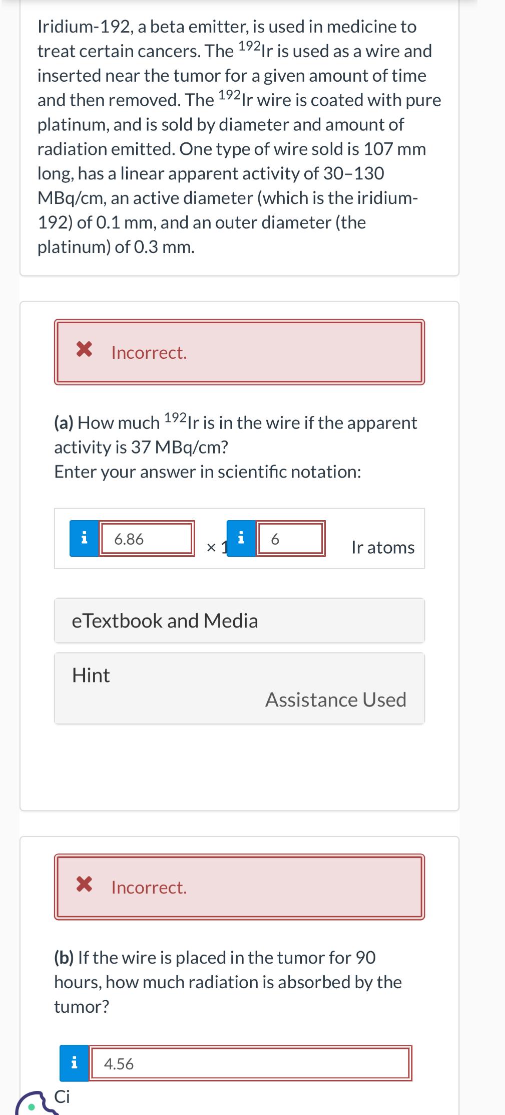 Iridium-192, a beta emitter, is used in medicine to | Chegg.com