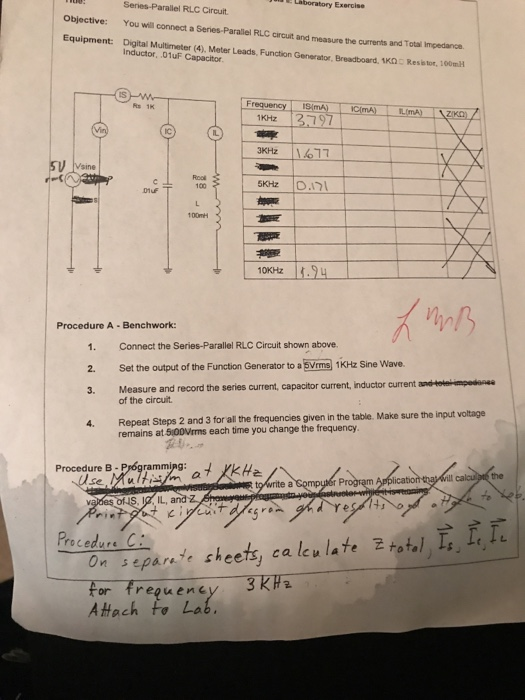 Solved Series-Parallel RLC Circuit Objective: You will | Chegg.com