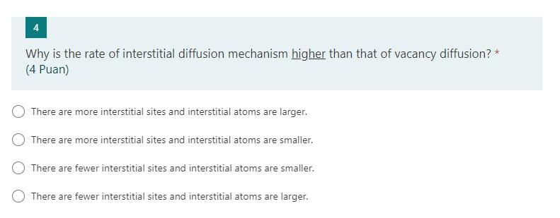Solved Why is the rate of interstitial diffusion mechanism | Chegg.com