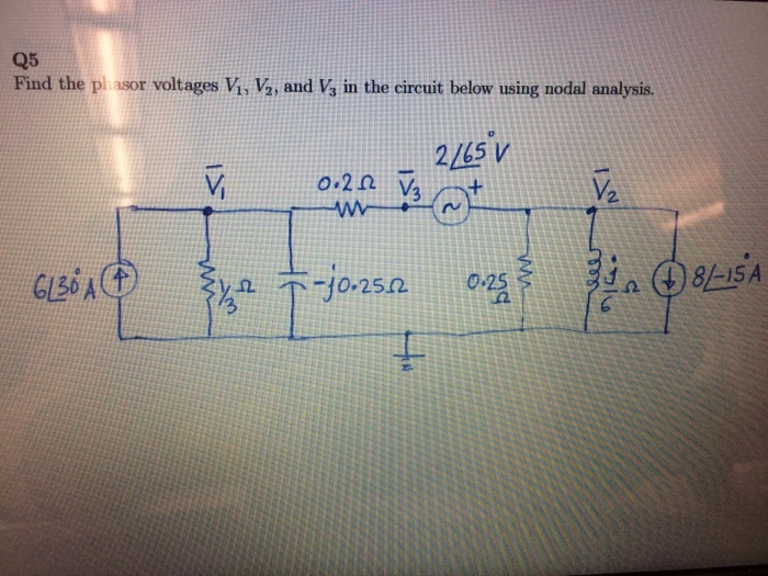 Solved Find the phasor voltages V_1, V_2, and V_3 in the | Chegg.com