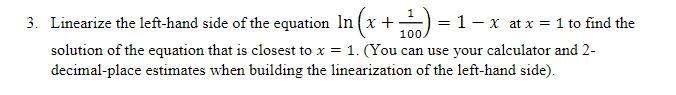 Solved 3. Linearize the left-hand side of the equation | Chegg.com