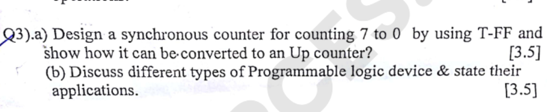 Solved Q3).a) ﻿Design a synchronous counter for counting 7 | Chegg.com