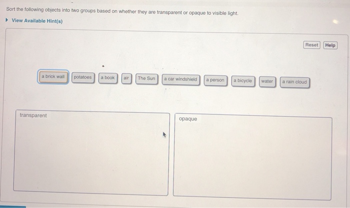 Solved Sort the following objects into two groups based on | Chegg.com