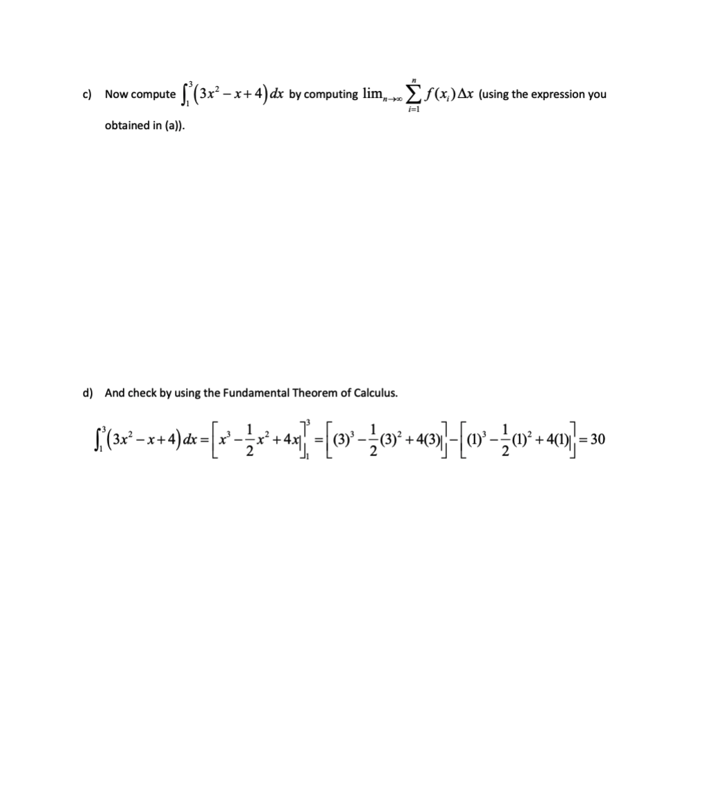 Solved PROBLEM FOUR: RIEMANN SUM a) Set up and simplify the | Chegg.com