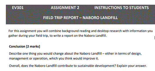 Solved EV301 ASSIGNMENT 2 INSTRUCTIONS TO STUDENTS FIELD | Chegg.com
