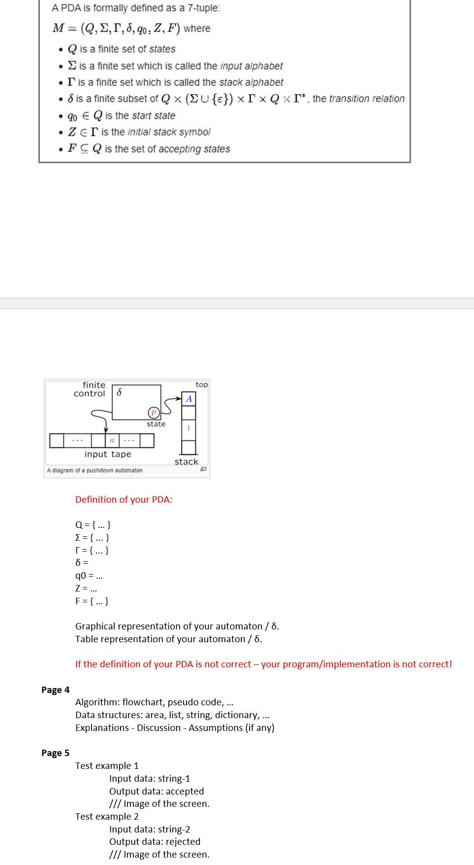 Solved Write in the programming language Python a pushdown | Chegg.com
