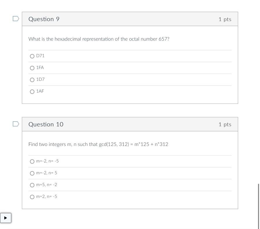 Solved Question 9 What is the hexadecimal representation of | Chegg.com