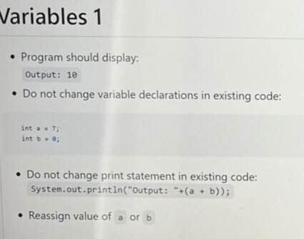 Solved - Program should display: Output: 10 - Do not change | Chegg.com