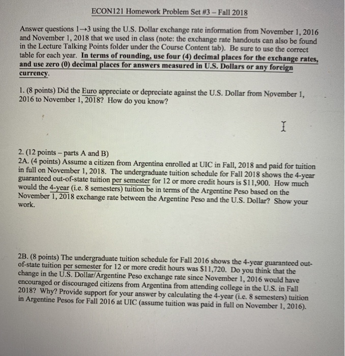ECON 121 Homework Problem Sct #3-Fall 2018 Answer | Chegg.com