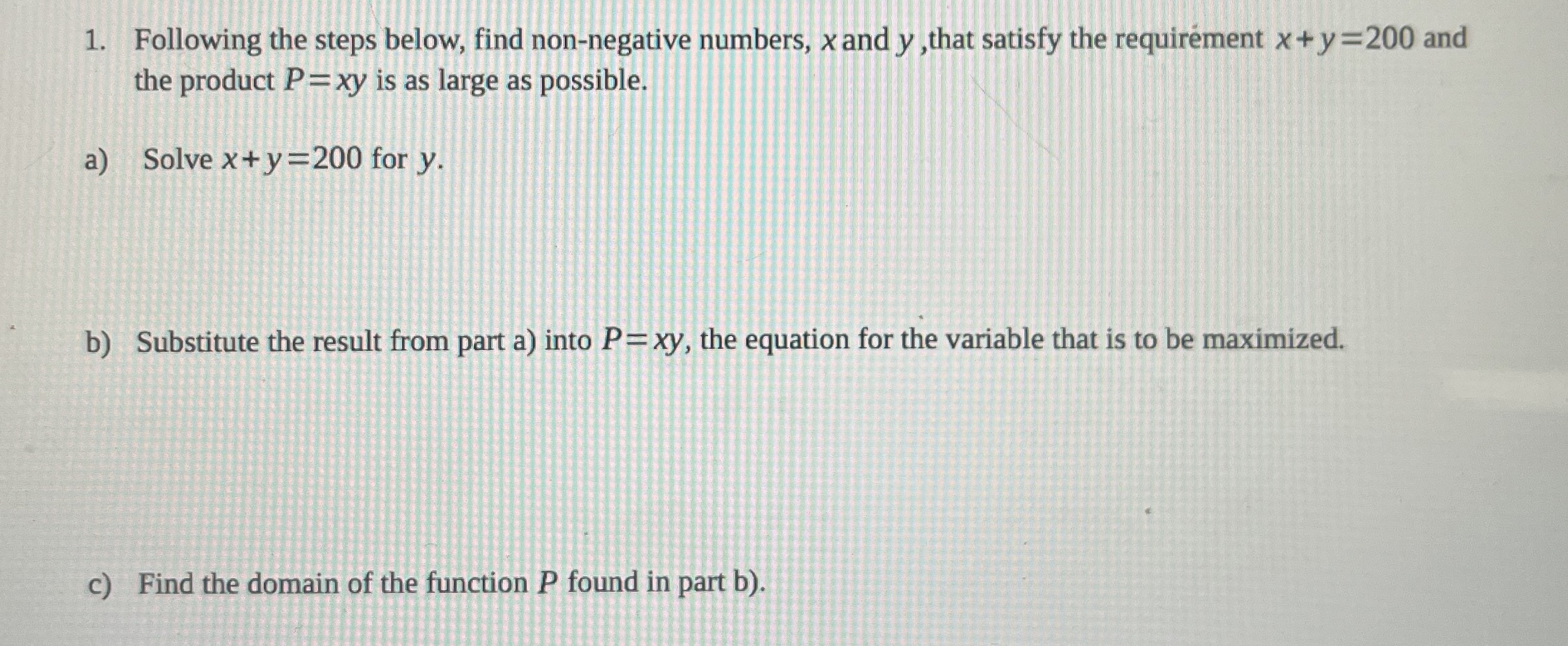 Solved Following the steps below, find non-negative numbers, | Chegg.com