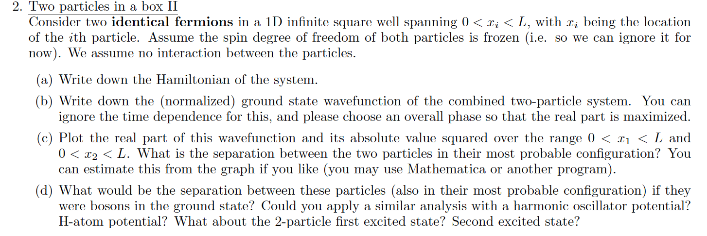 2. Two particles in a box II Consider two identical | Chegg.com