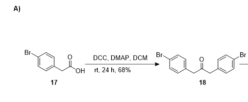 Solved A) Br Br DCC, DMAP, DCM rt, 24 h, 68% wios OH 17 18 | Chegg.com