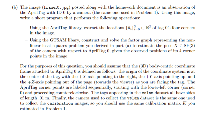 Solved Problem 2: AprilTag pose estimation [9 pts] AprilTags | Chegg.com