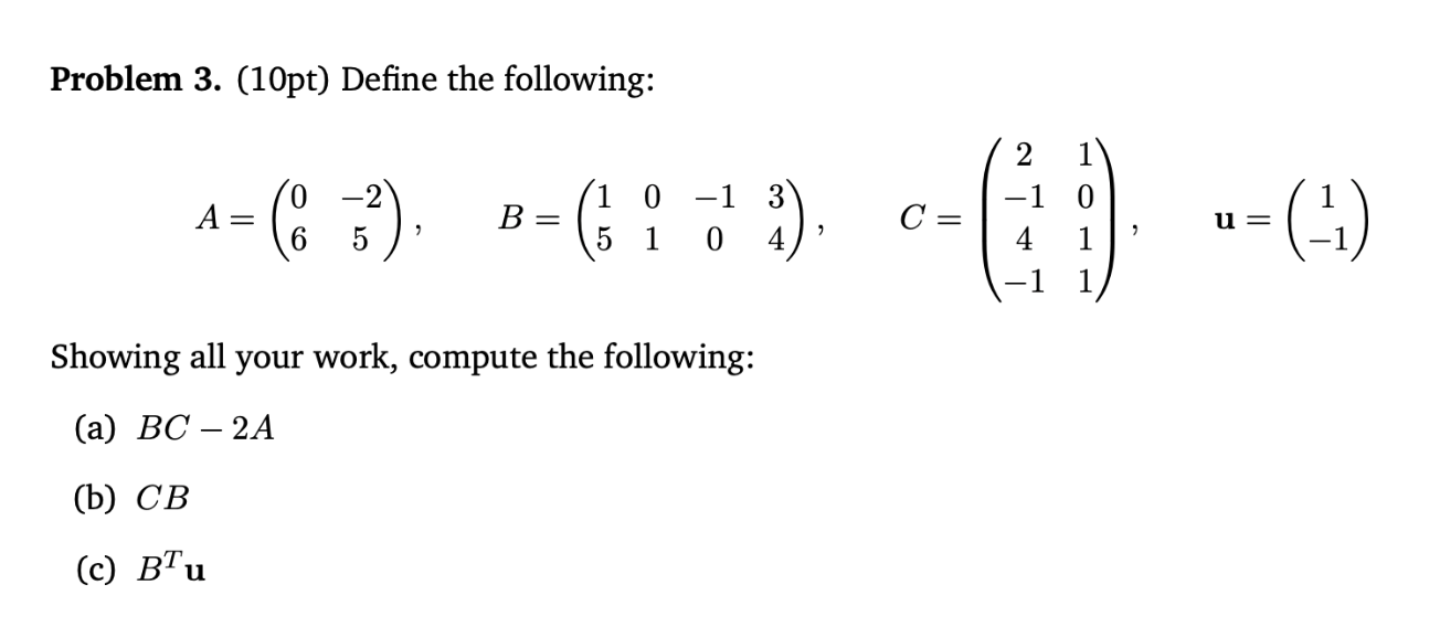 Solved Problem 3 10pt Define The Following 