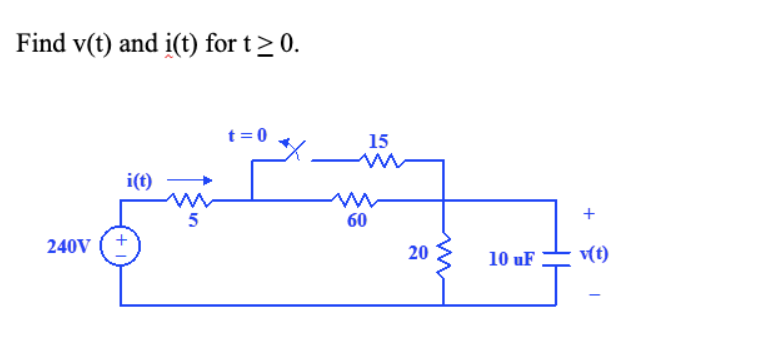 Solved Find v(t) and i(t) for t≥0 | Chegg.com