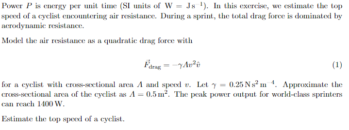 Solved Power P is energy per unit time (SI units of W = Js | Chegg.com