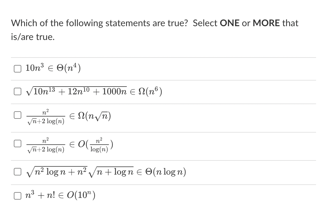 Which of the following statements are true? Select | Chegg.com