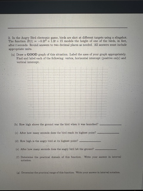 Solved 2. In the Angry Bird electronic game, birds are shot | Chegg.com