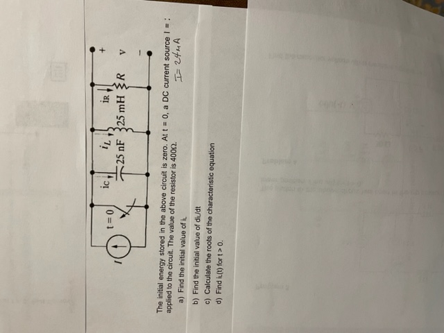 Solved The initial energy stored in the above circuit is | Chegg.com