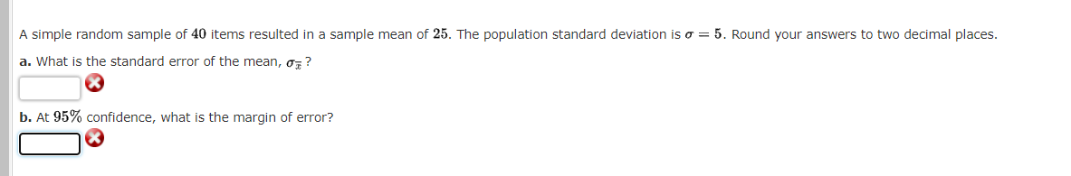Solved A simple random sample of 40 items resulted in a | Chegg.com