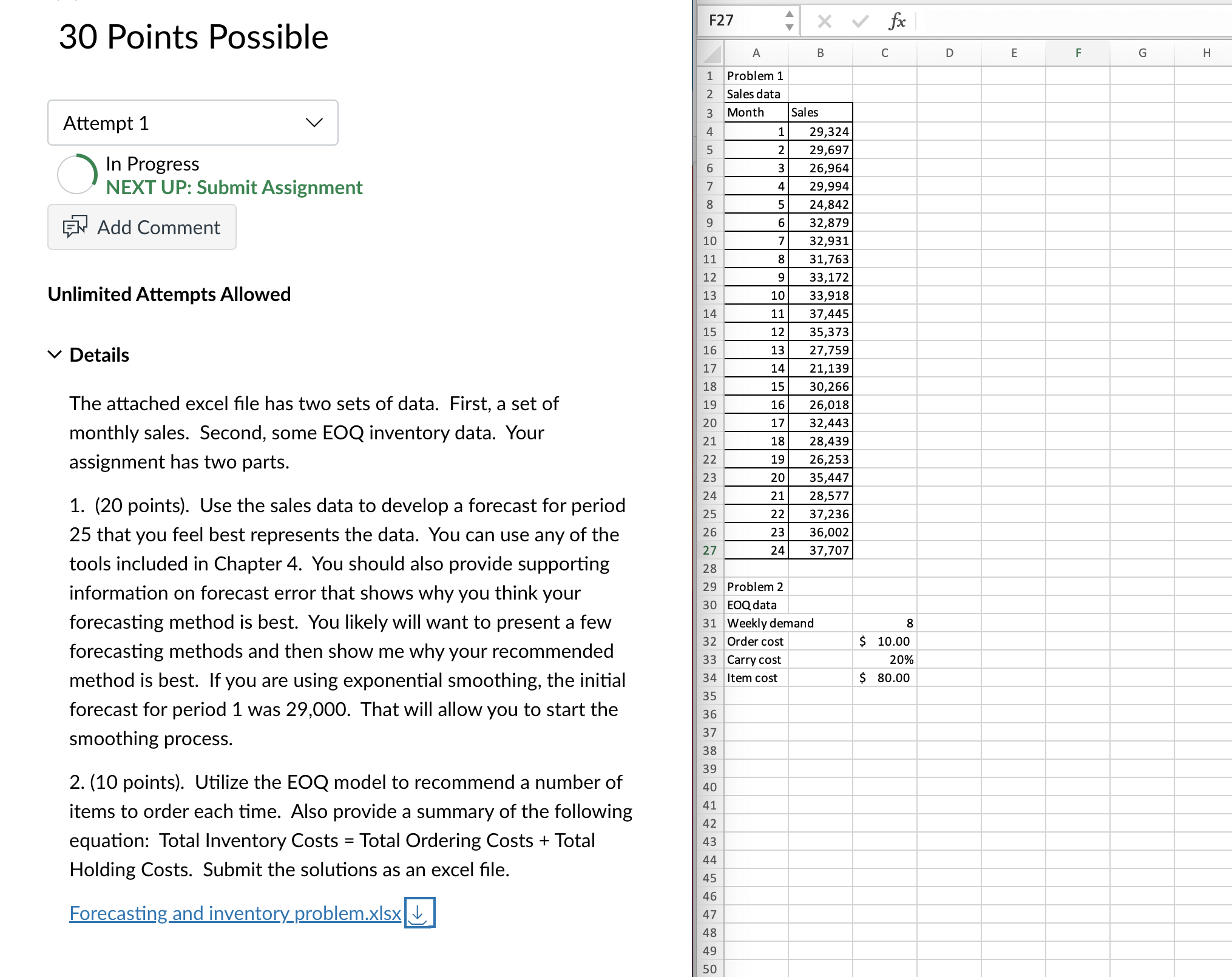 Solved 30 ﻿Points PossibleIn ProgressNEXT UP: Submit | Chegg.com