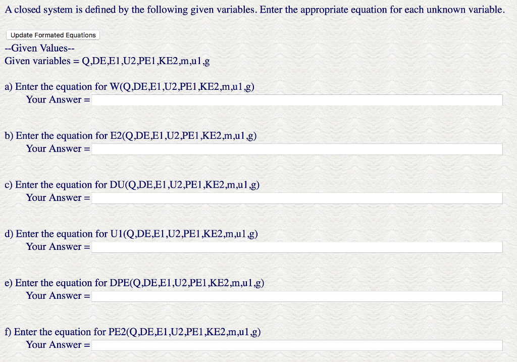 Solved A closed system is defined by the following given | Chegg.com