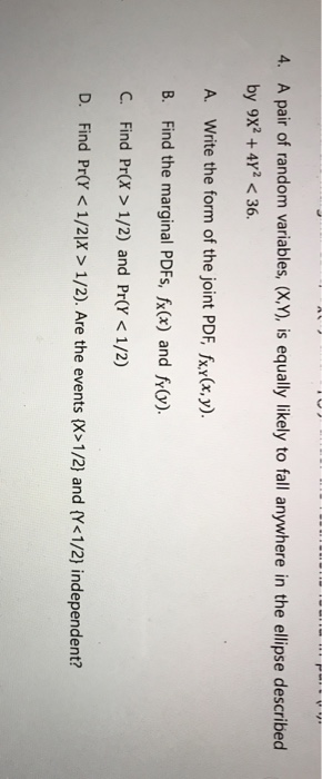 Solved A pair of random variables, (X, Y), is equally likely | Chegg.com