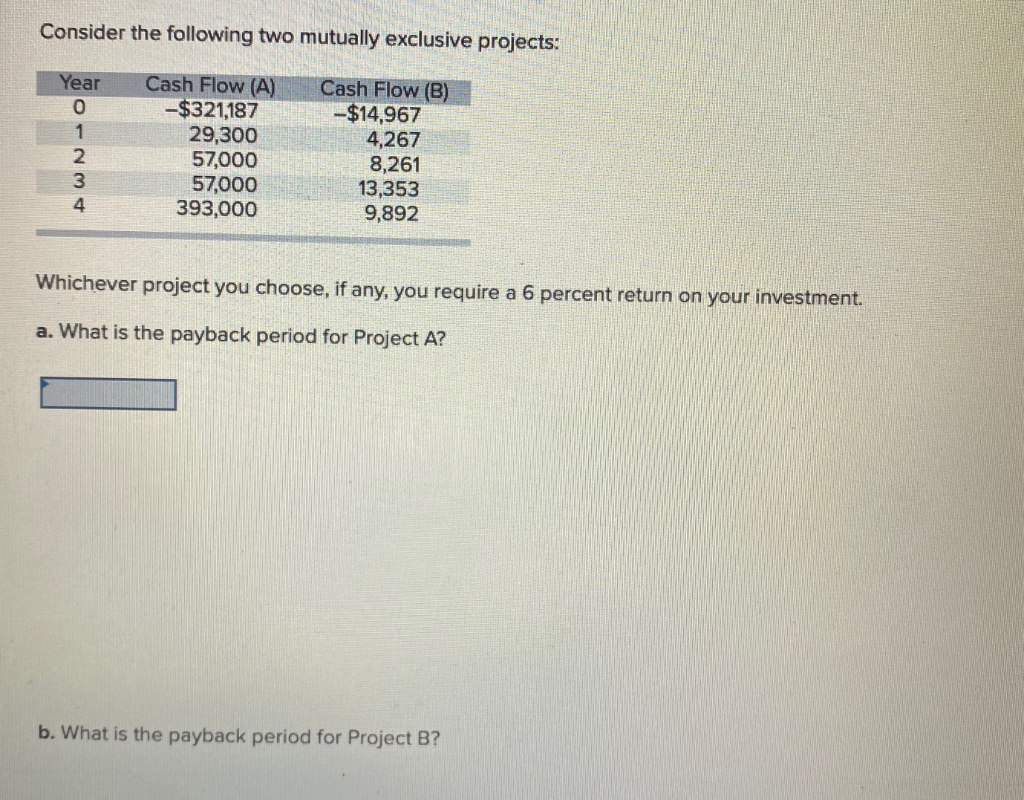 Solved Consider the following two mutually exclusive | Chegg.com
