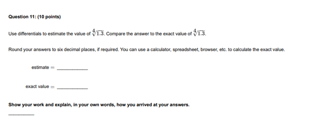 Solved Use differentials to estimate the value of 41.3. | Chegg.com