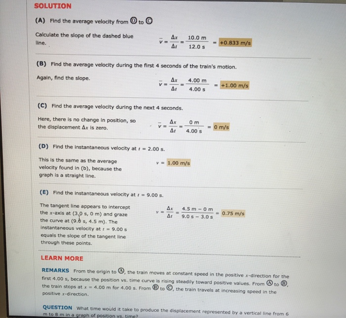 Solved EXAMPLE 2.2 Slowly Moving Train GOAL Obtain average | Chegg.com