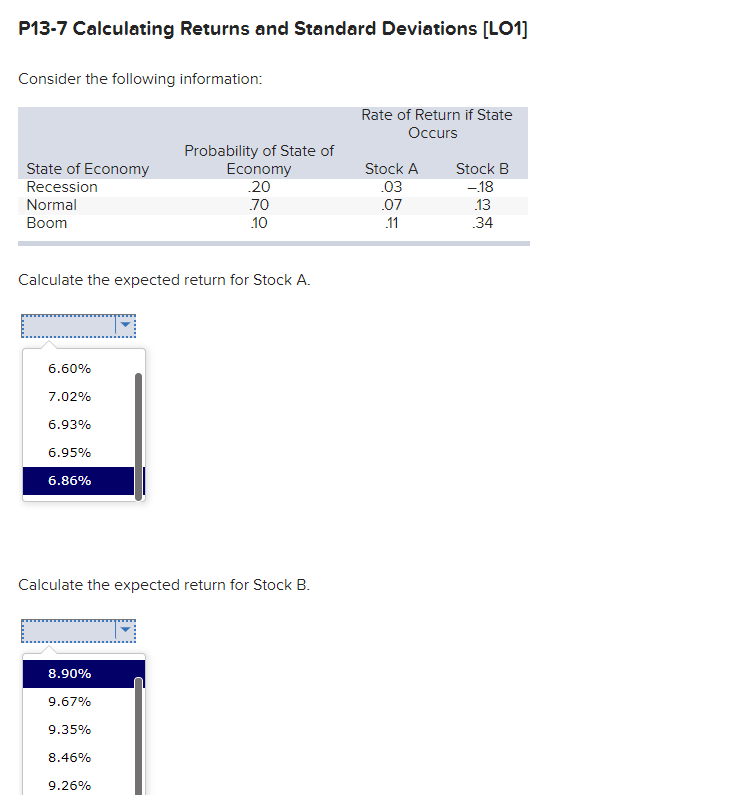 Solved P13-6 Calculating Expected Return [LO1] Consider the | Chegg.com