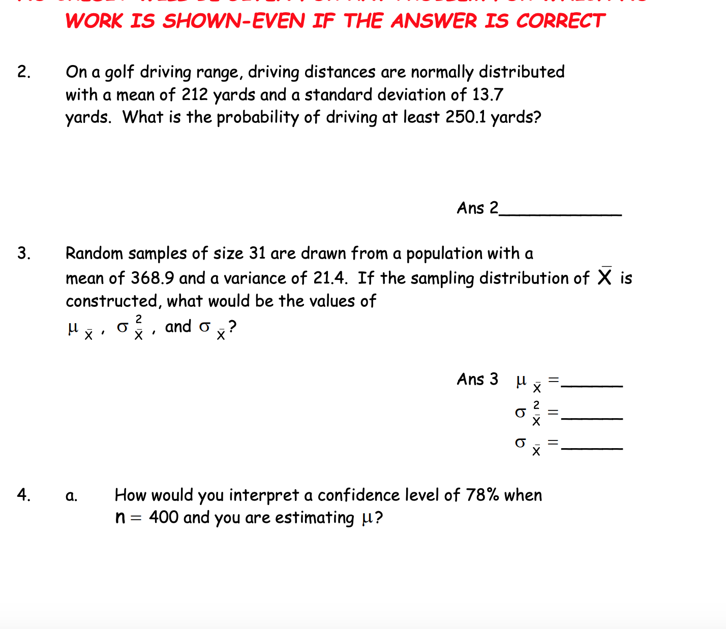 Solved WORK IS SHOWN-EVEN IF THE ANSWER IS CORRECT 2. On a | Chegg.com