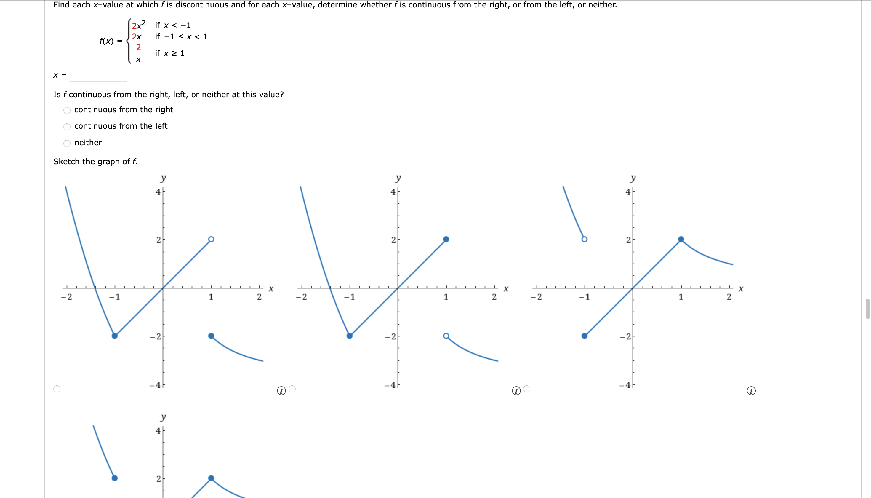 Solved Find each x–value at which f is discontinuous and for | Chegg.com Solved Find each x–value at which f is discontinuous and for | Chegg.com