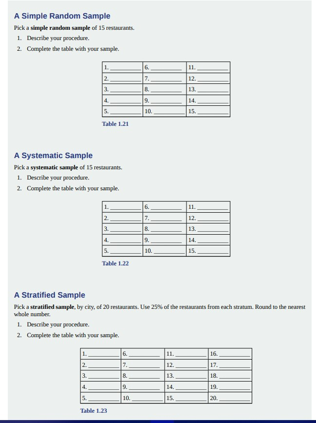 Solved 1.2 Sampling Experiment Class Time: Names: Student | Chegg.com