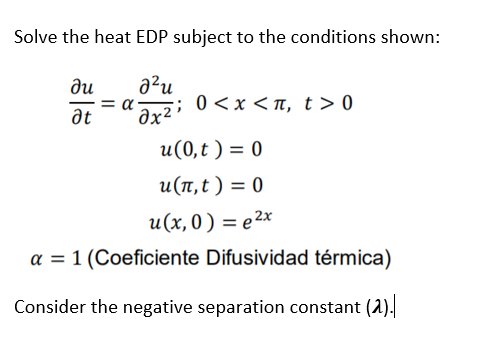 Solved Solve the heat EDP subject to the conditions shown: | Chegg.com