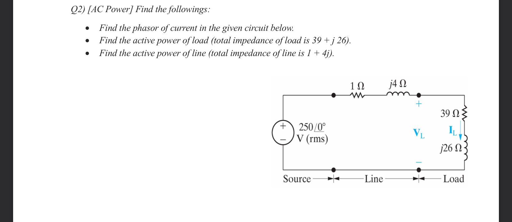 Solved Q2) [AC Power] ﻿Find the followings:Find the phasor | Chegg.com