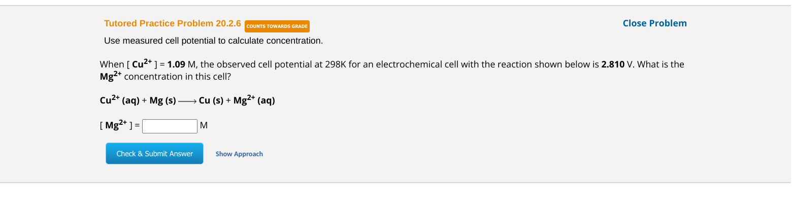 Solved Tutored Practice Problem 20 2 6 Use Measured Cell