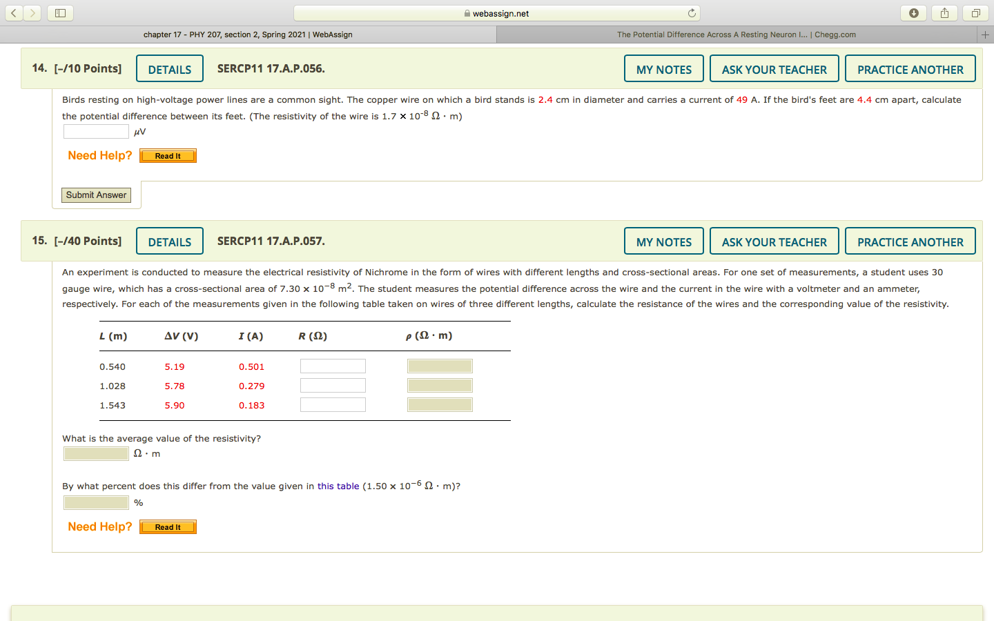 Solved webassign.net G chapter 17 - PHY 207, section 2, | Chegg.com