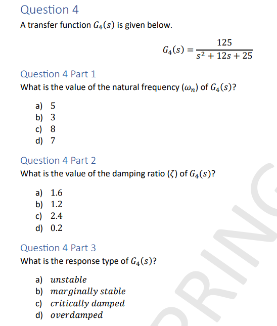 Solved A transfer function G4(s) is given below. | Chegg.com