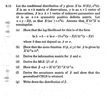 Solved 8.11 ﻿Let the conditional distribution of y ﻿given x | Chegg.com